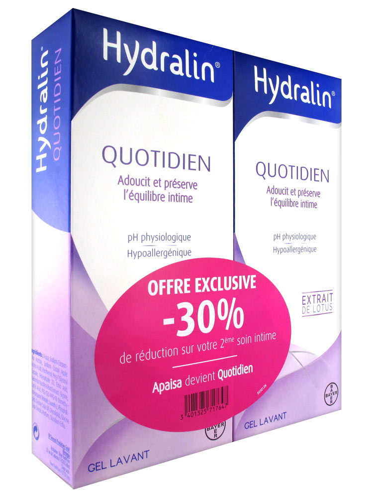 Hydralin Quotidien Gel Lavant Lot de 2 x 400 ml -30%