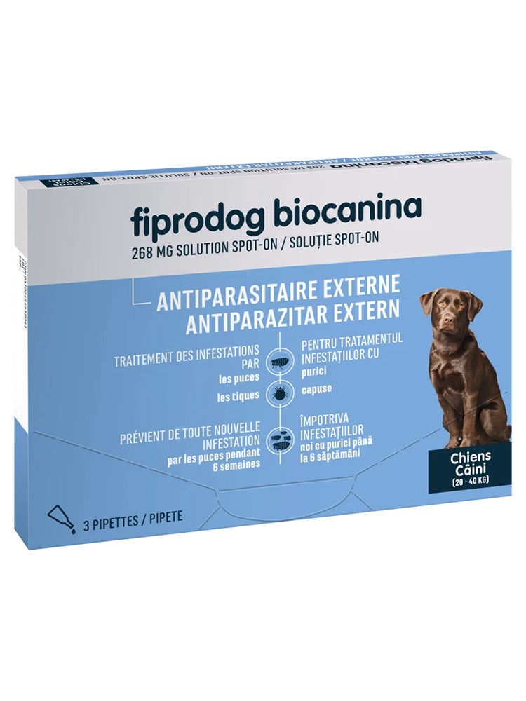 Biocanina Fiprodog 268 mg Solution Spot-On Grands Chiens 3 Pipettes de ...