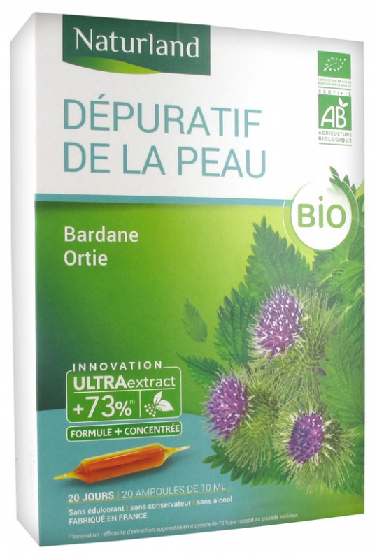 Naturland Dépuratif de la Peau Bio 20 Ampoules Buvables de 10 ml
