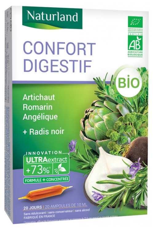 Naturland Confort Digestif Bio 20 Ampoules Buvables de 10 ml
