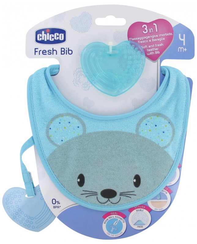 Chicco Fresh Bib Bavoir 3en1 4 Mois et + - Couleur : Bleu