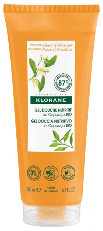 Klorane Gel Douche Nutritif au Cupuaçu Bio Fleur d'Oranger 200 ml