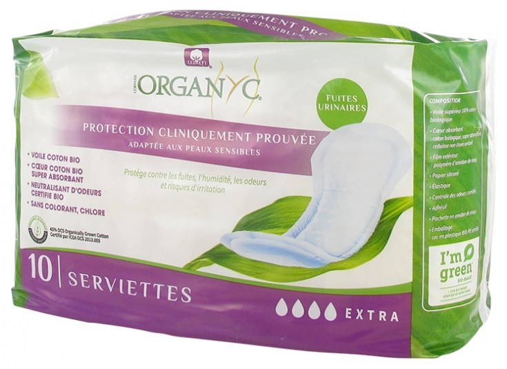 Organyc Fuites Urinaires Extra 10 Serviettes Bio Organyc Fuites Urinaires Extra 10 Serviettes Bio